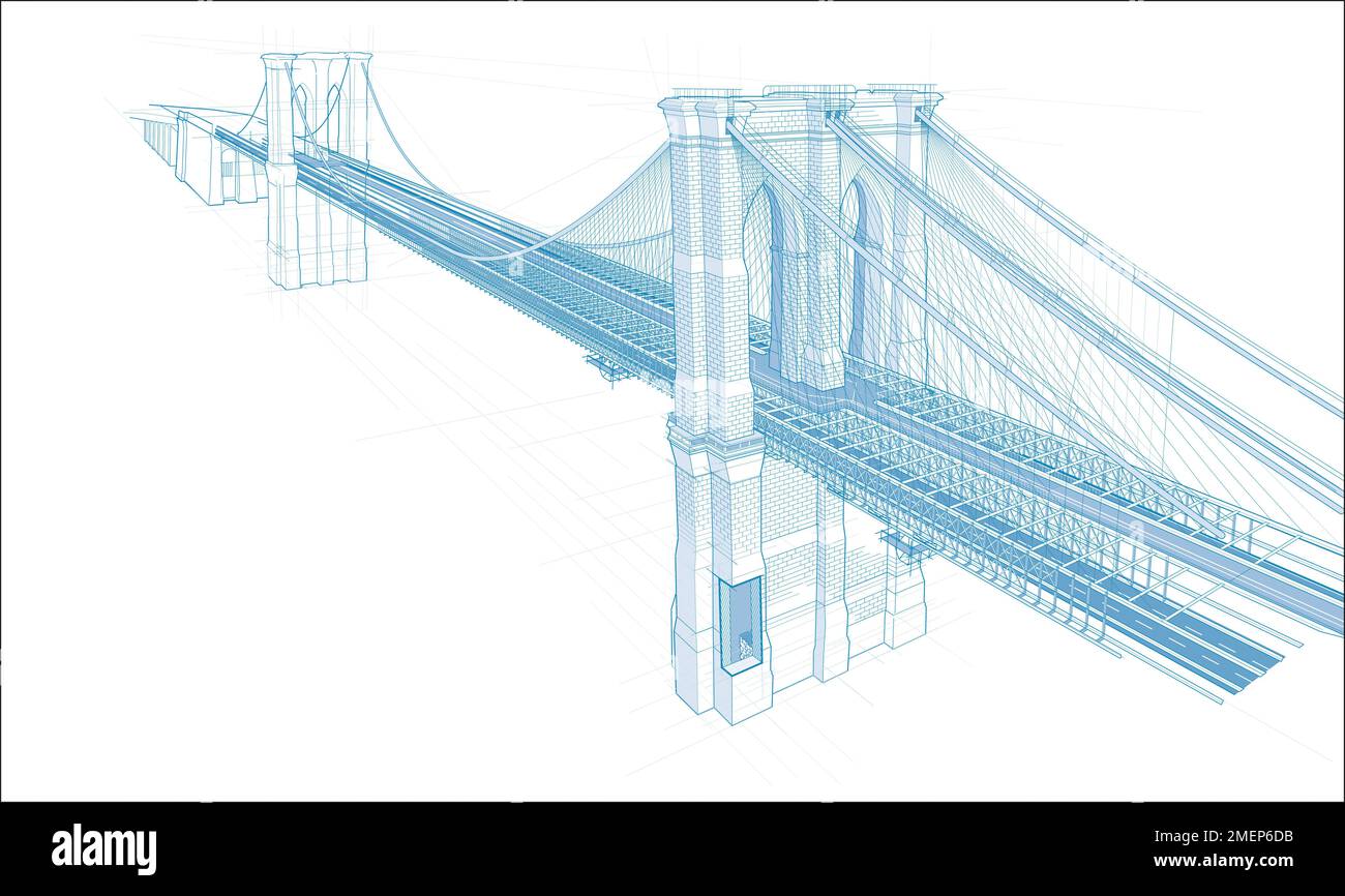 Illustration of Brooklyn Bridge Stock Photo - Alamy