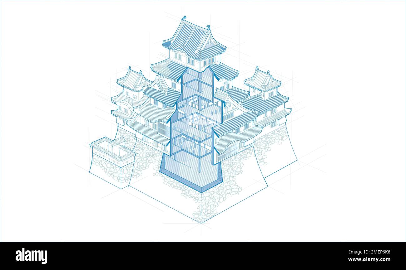 Illustration of Himeji Castle, Japan Stock Photo - Alamy