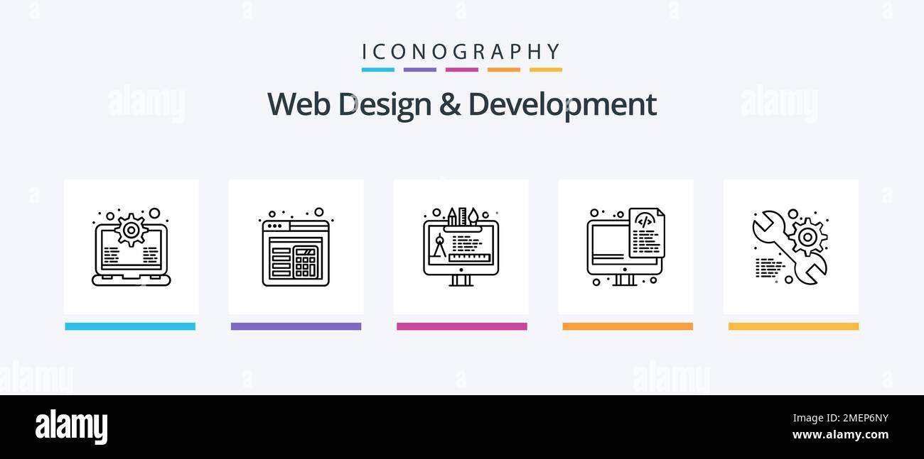 Web Design And Development Line 5 Icon Pack Including Javascript Files Design Programming