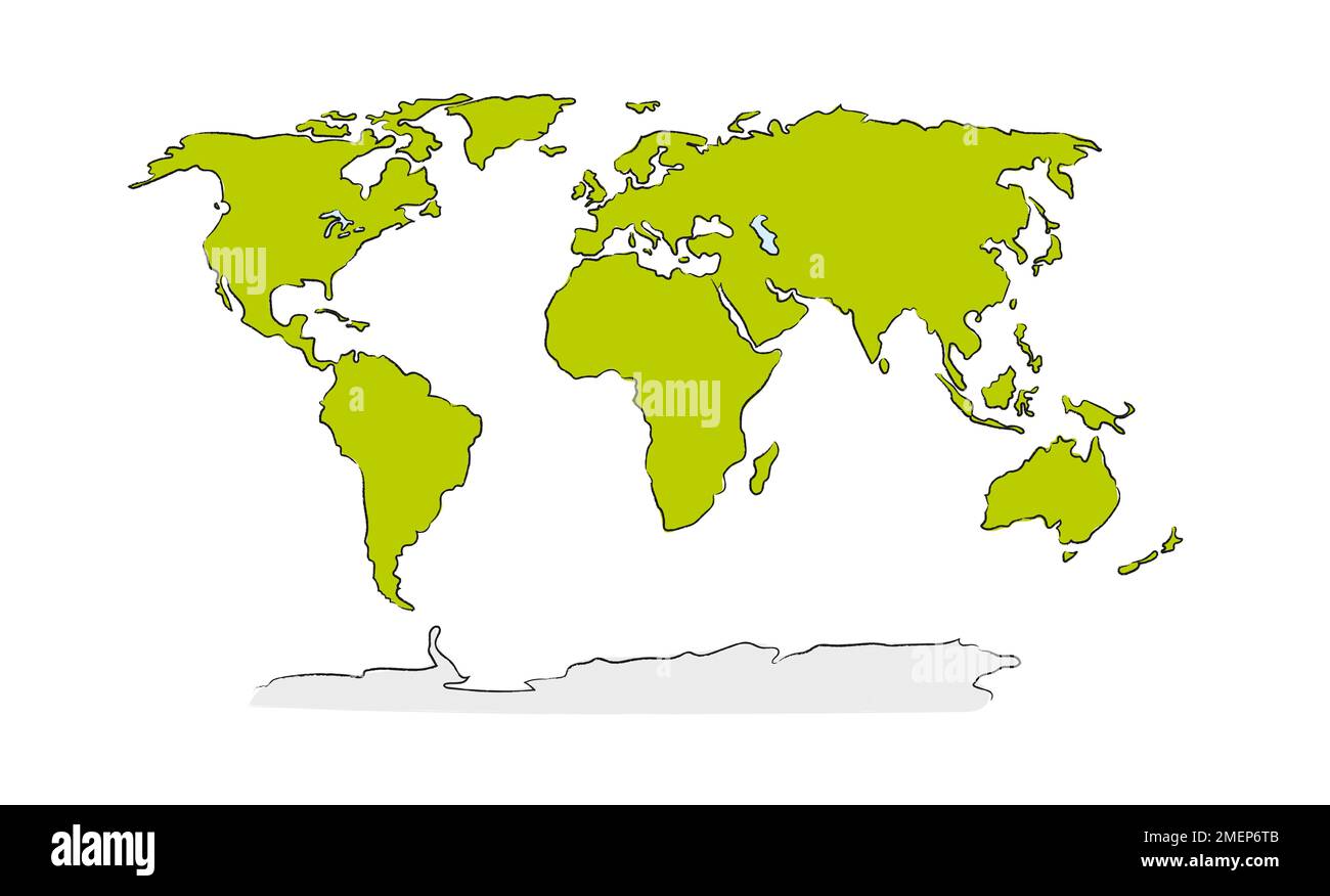 Illustration of a World map with lake Stock Photo - Alamy