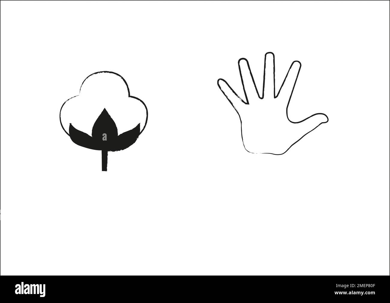 Illustration of cotton and hand symbol Stock Photo - Alamy