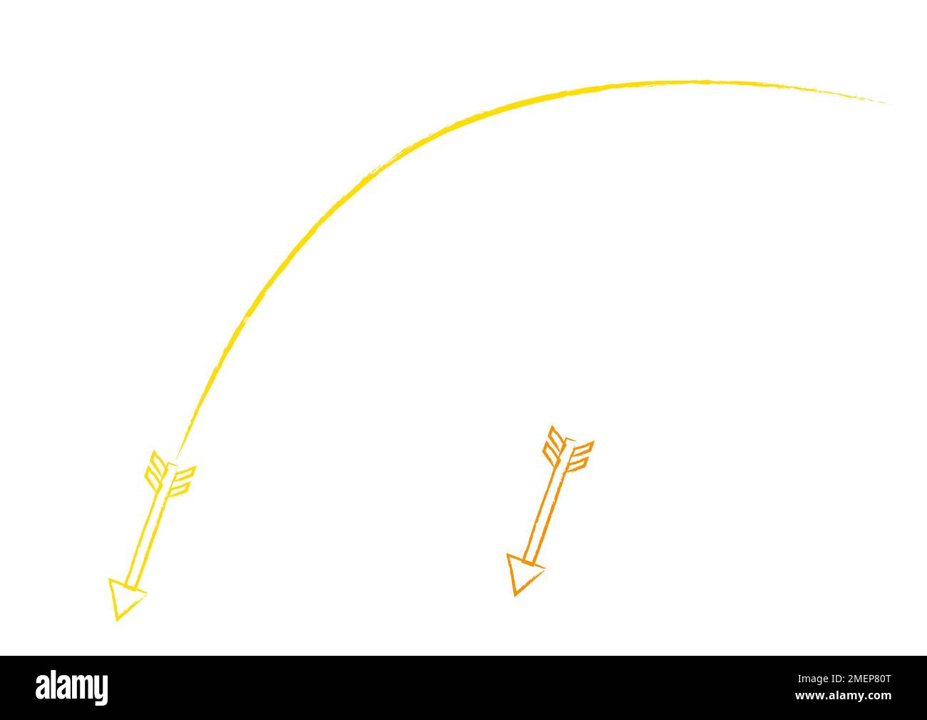 Illustration of arrows shot from bow Stock Photo - Alamy