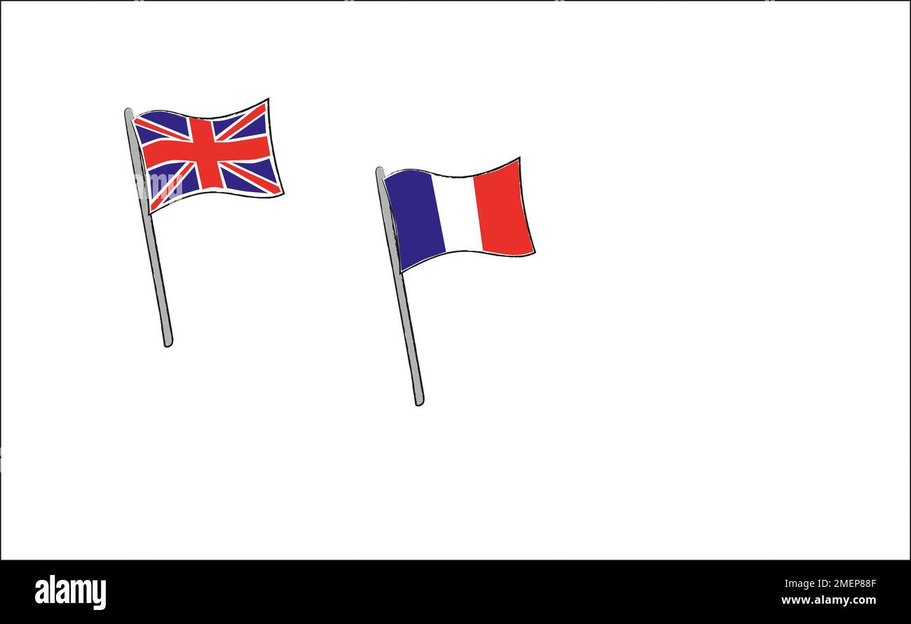 UK and French flags Stock Photo - Alamy