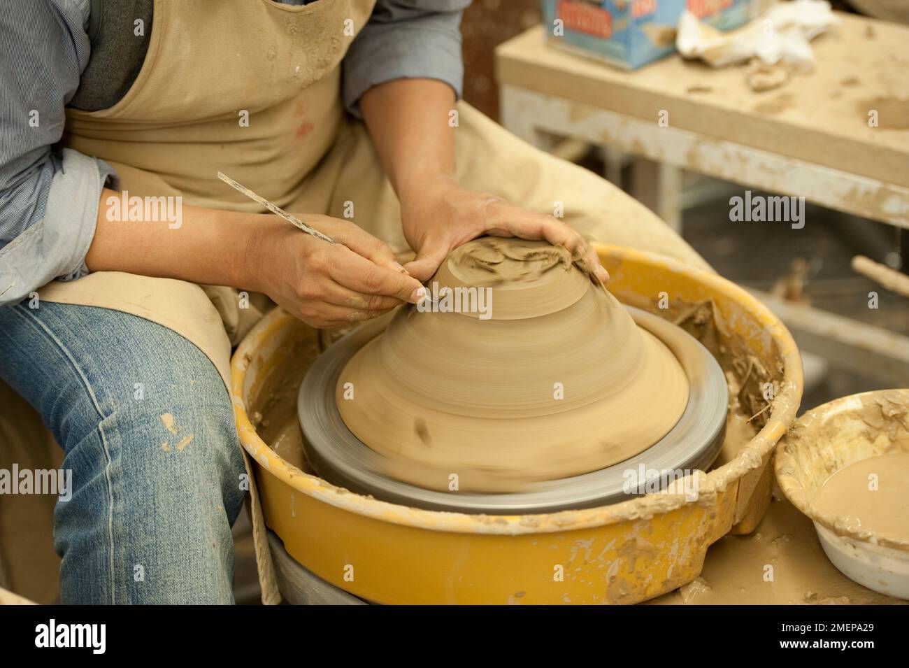 South Korea, Seoul, Bukchon Hanok Village, Yido pottery, potter in ...