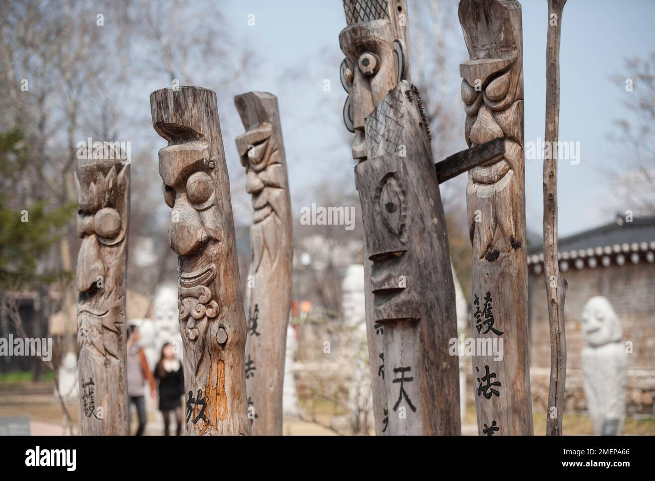 South Korea, Seoul, Gyeongbokgung Palace, folk museum, wooden carved ...