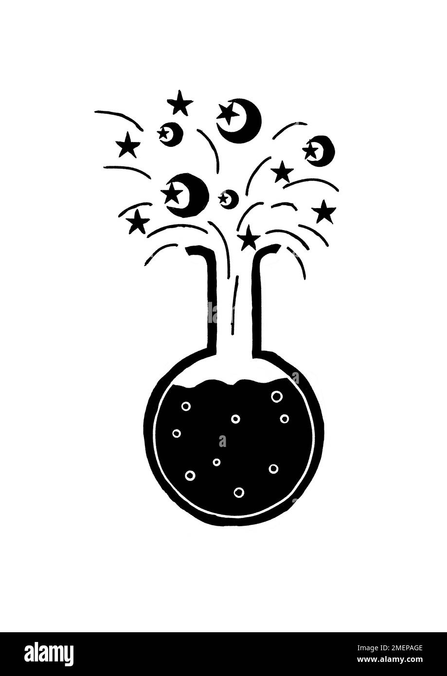 A science bottle with Islam stars fizzing out at the top Stock Photo ...