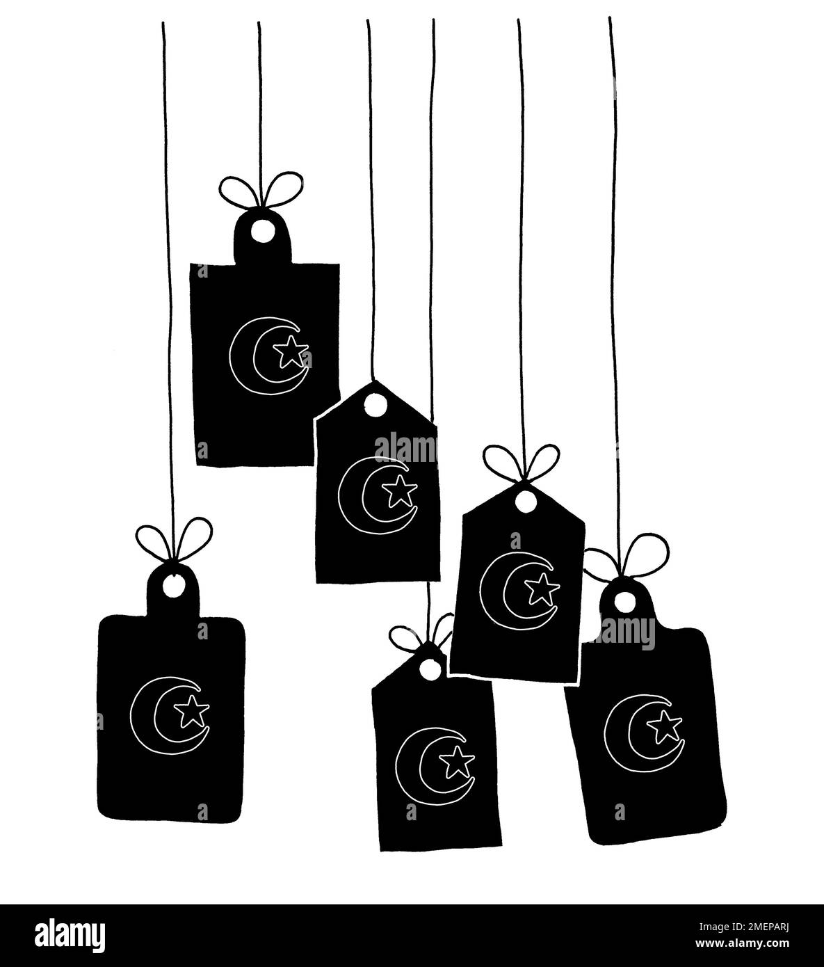 Black and white illustration of Islam star and moon symbol on shopping ...