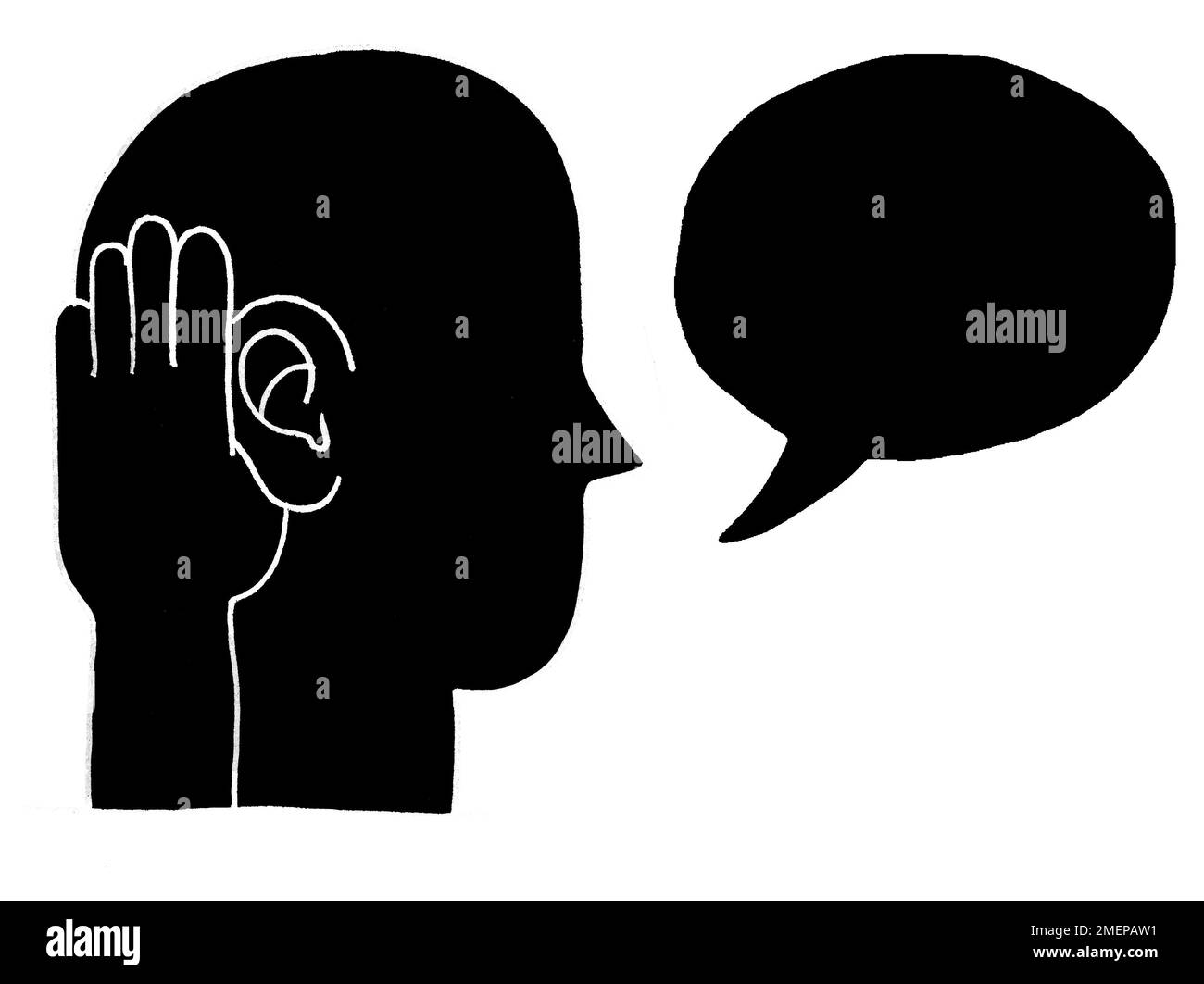 Illustration of someone listening and talking at the same time Stock ...