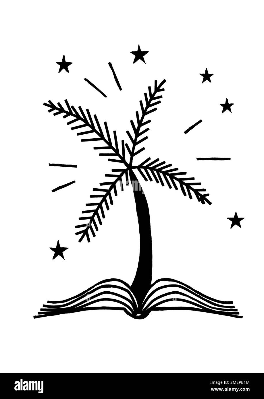 Palm tree coming out of a book Stock Photo - Alamy