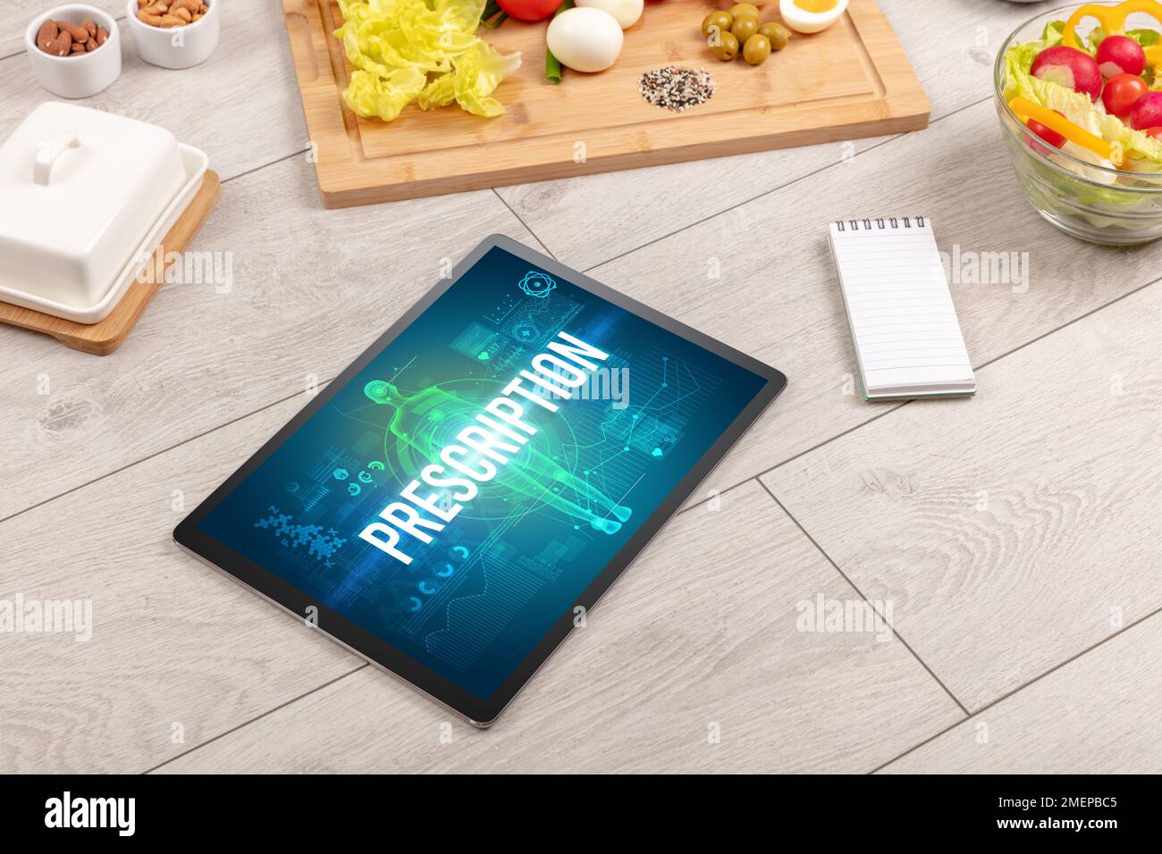 Tablet Pc with fruits, medical concept Stock Photo - Alamy