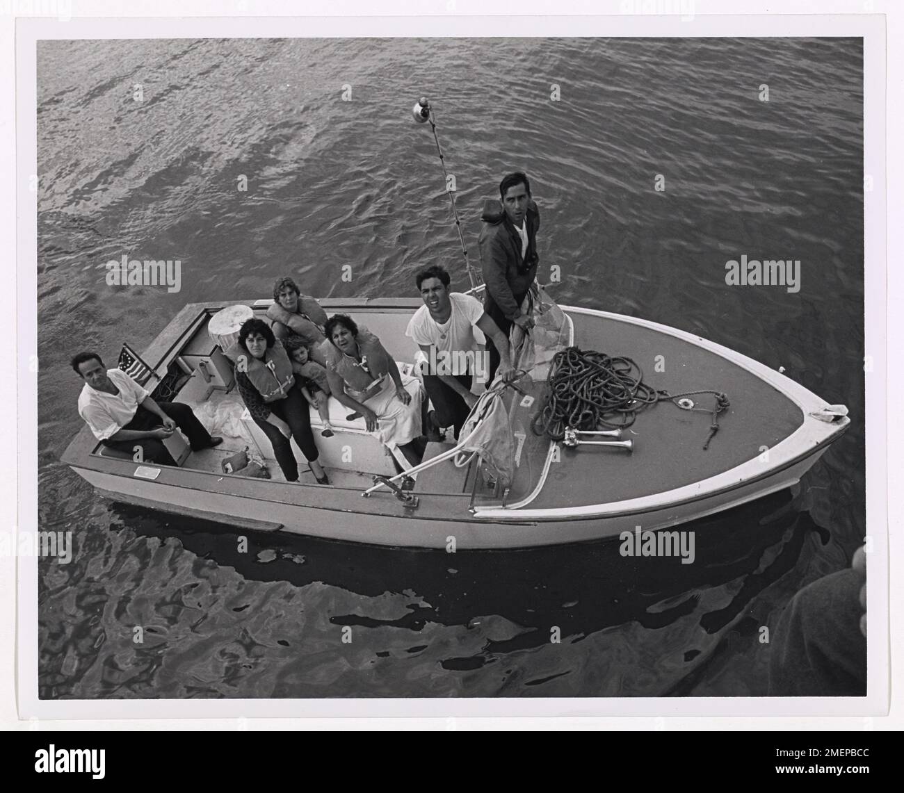 This photograph depicts Cuban refugees aboard a vessel approximately ...
