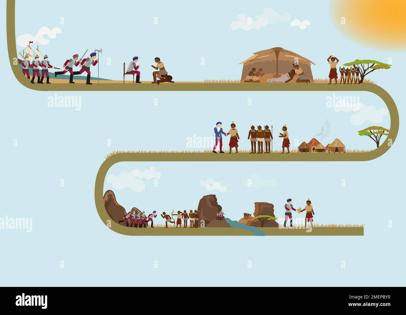 Illustration of scenes from the life of Queen Nzinga Mbandi Stock Photo ...