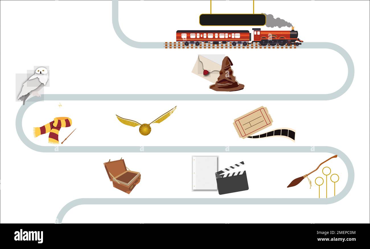 Illustrated elements from the Harry Potter series of novels by JK ...