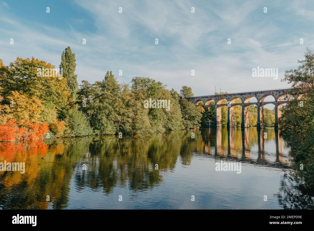 Railway bridge with river in bietigheim bissingen hi-res stock ...