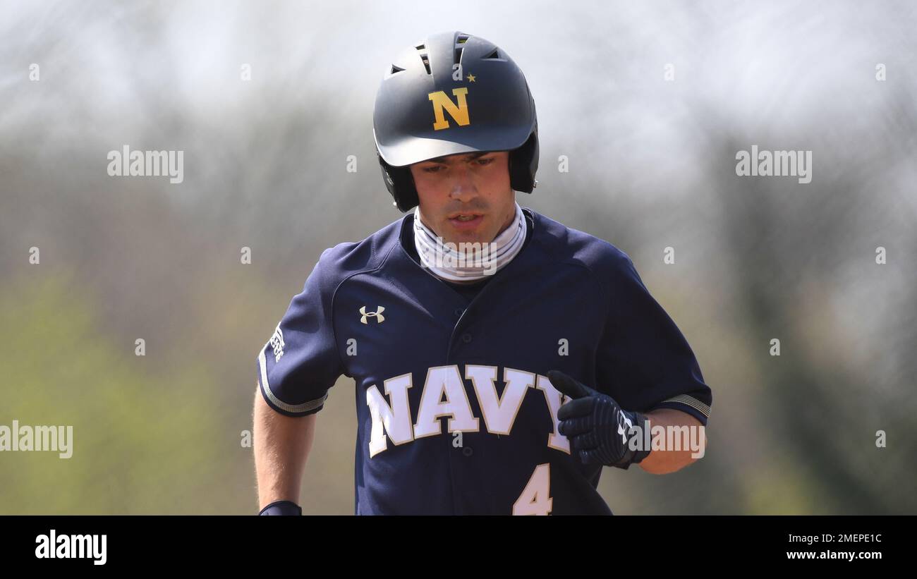 Navy baserunner Joe Simourian (4) runs against Towson during an NCAA ...