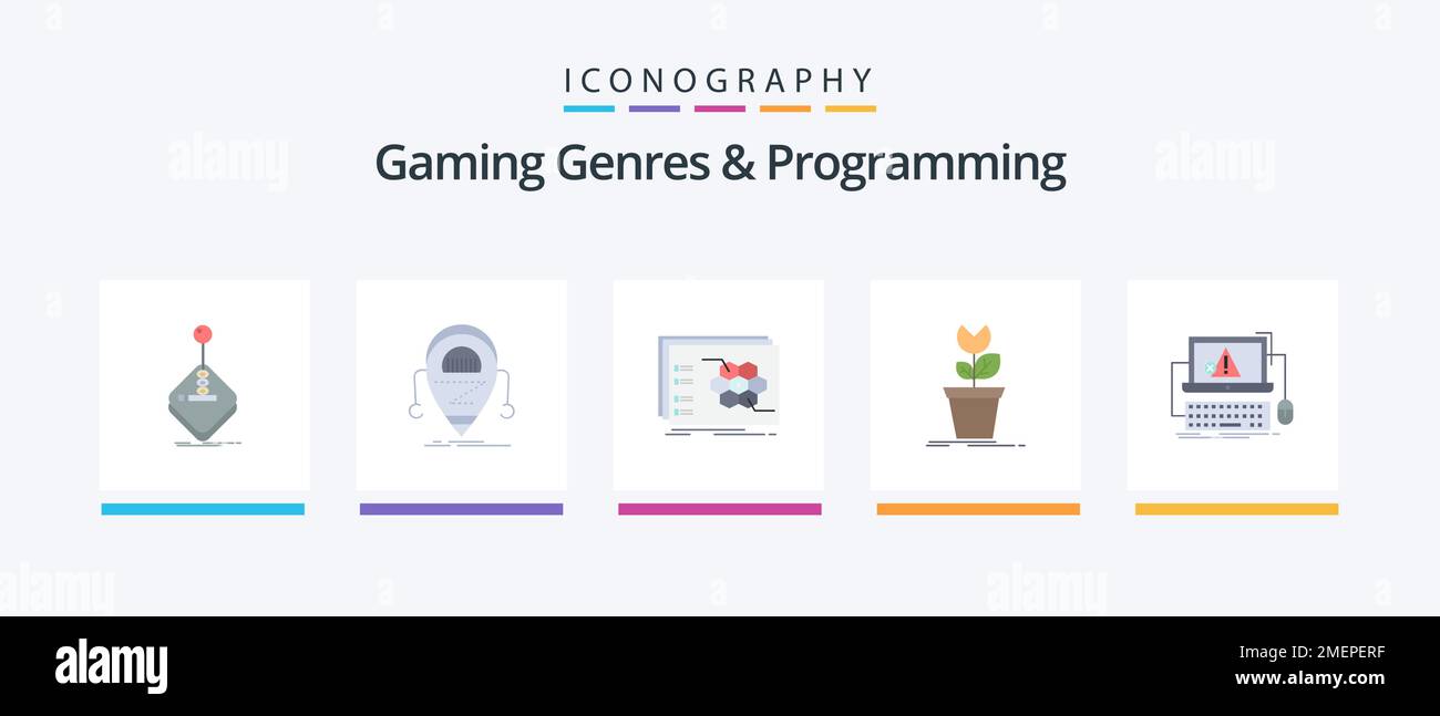 Gaming Genres And Programming Flat 5 Icon Pack Including mario ...