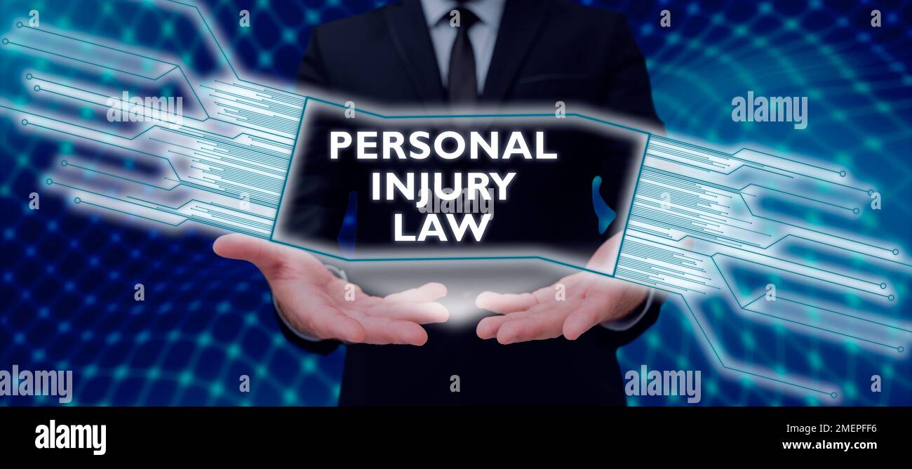 Text caption presenting Personal Injury Law. Word for being hurt or ...