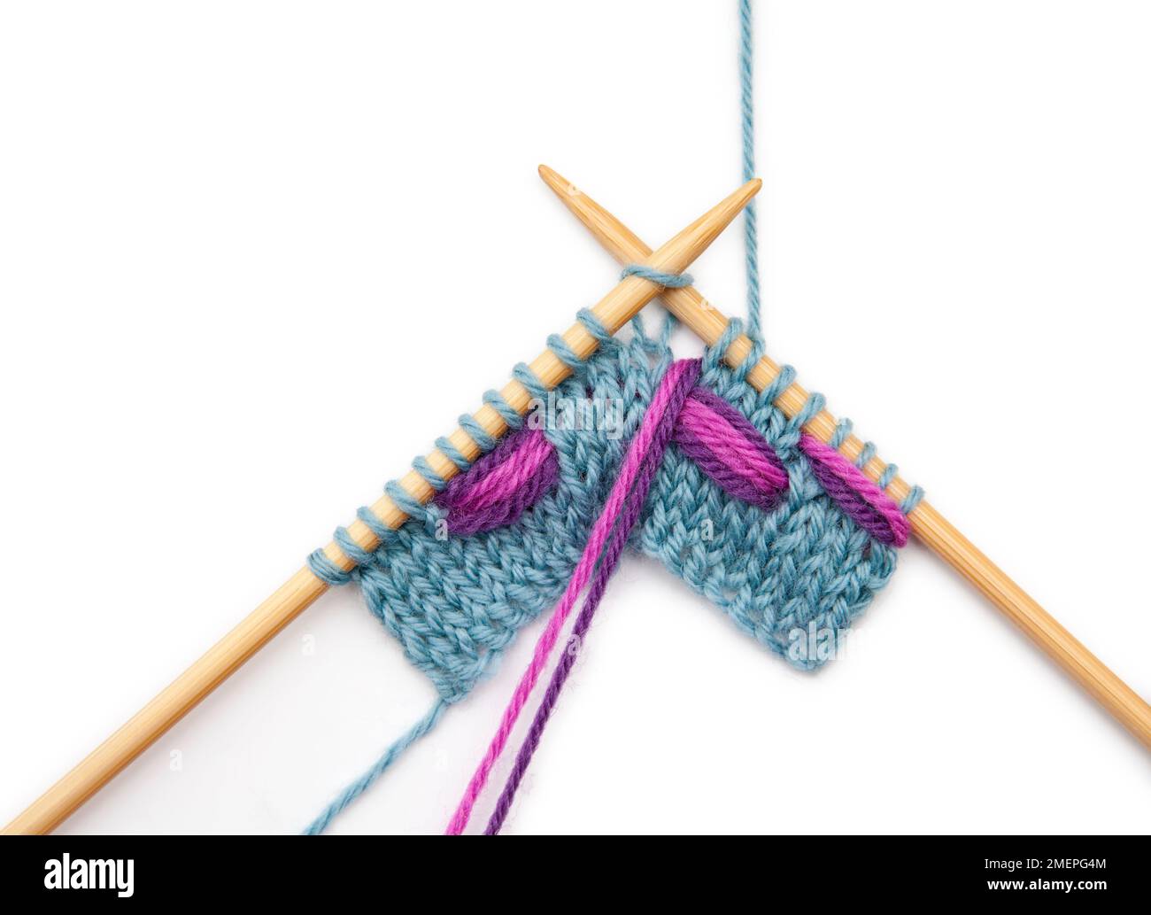 Two strand laying-in colourwork knitting Stock Photo - Alamy