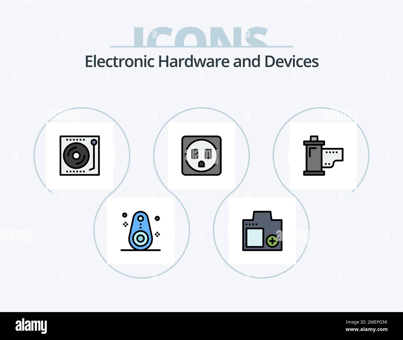 Devices Line Filled Icon Pack 5 Icon Design. power. devices. signal ...
