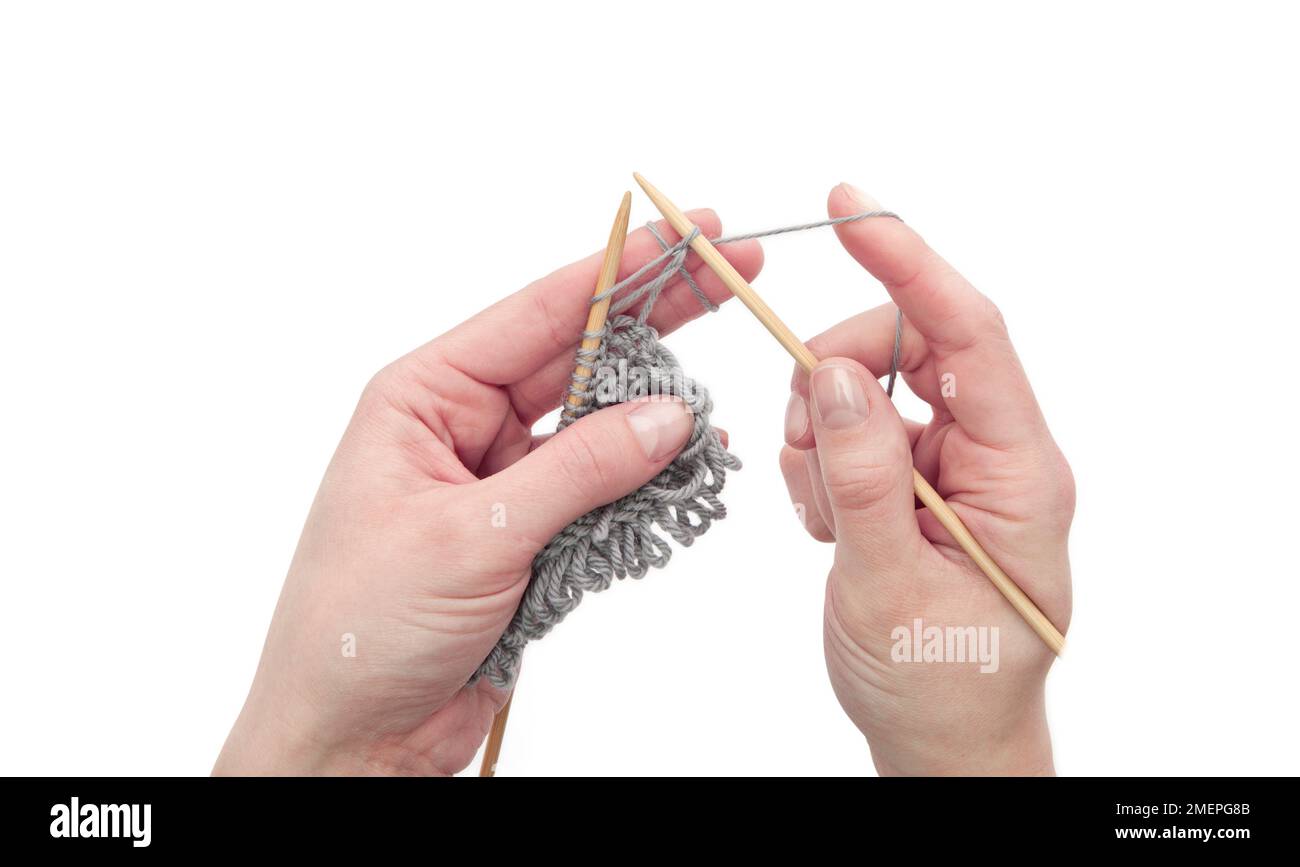 Loops to back knitting technique Stock Photo - Alamy