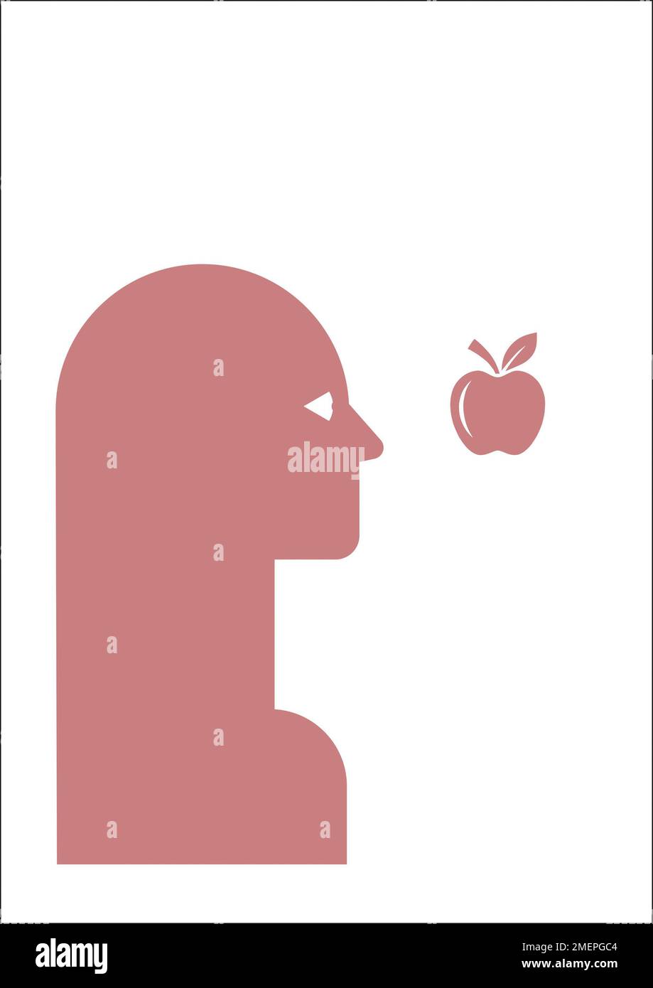 Head looking at apple Stock Photo - Alamy