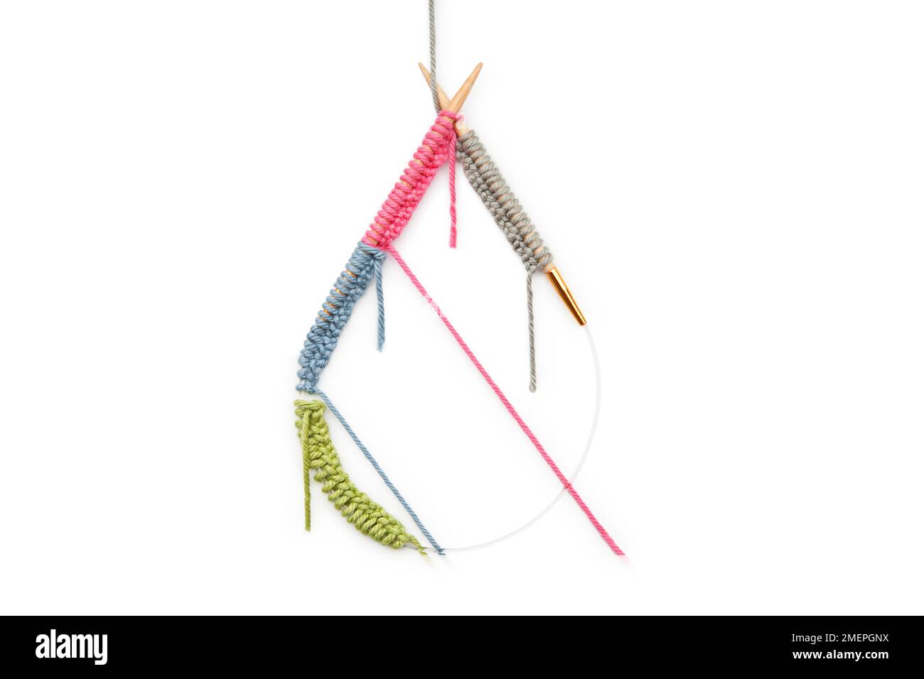 Example of helix knitting using circular knitting needle Stock Photo ...