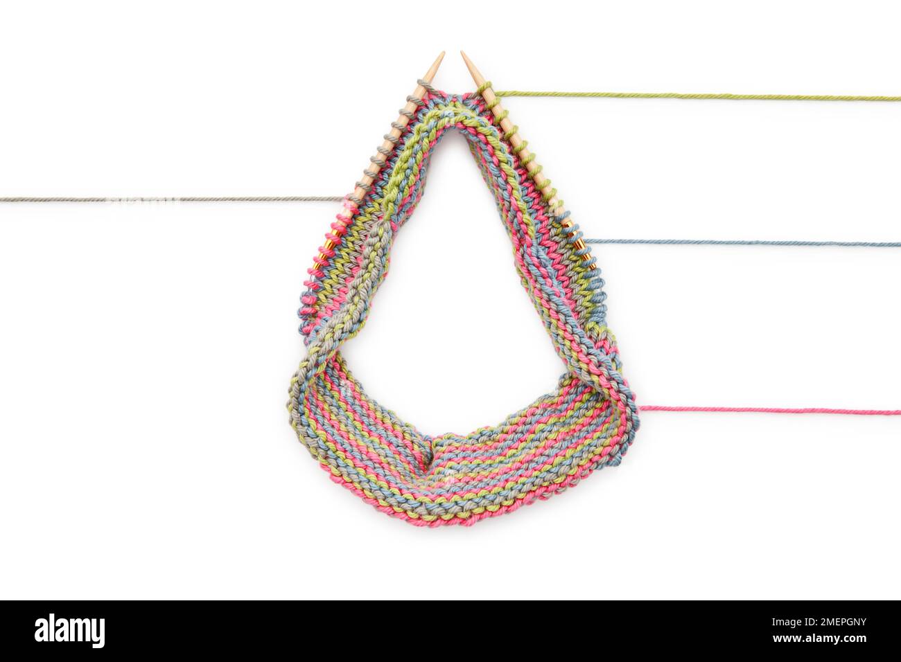 Example of helix knitting using circular knitting needle Stock Photo ...