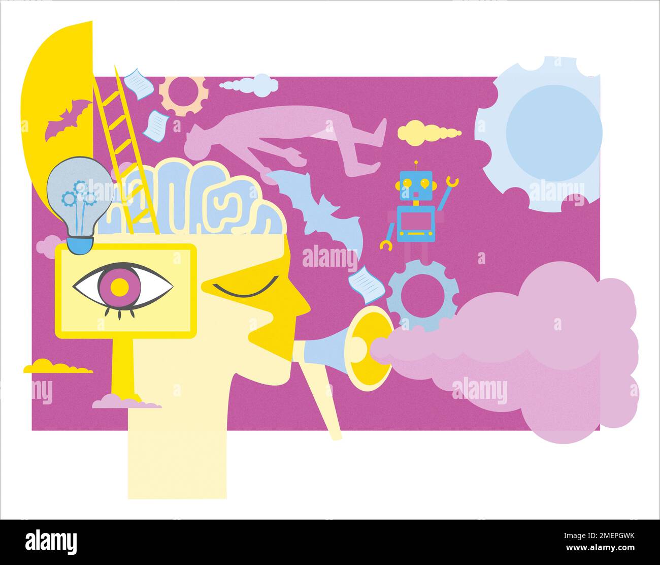 Illustration to show the philosophical idea about mind and its workings ...