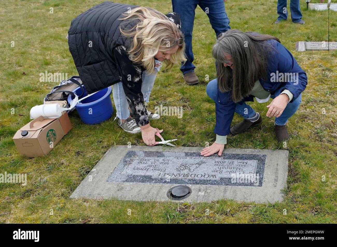 Wendy Jensen, left, and Bonnie Dawson, right, two of the four children ...