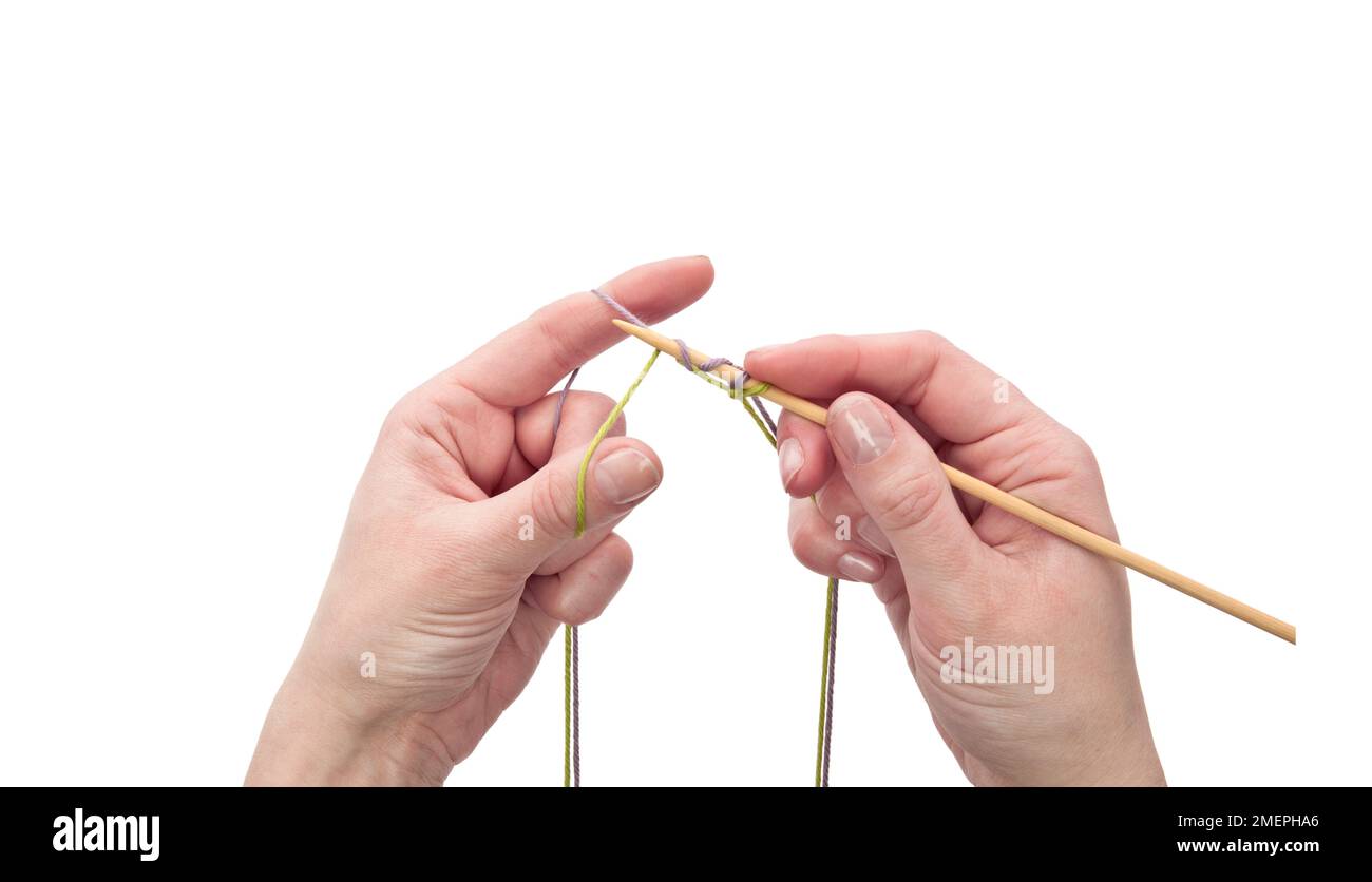 Provisional cast-on knitting technique Stock Photo - Alamy