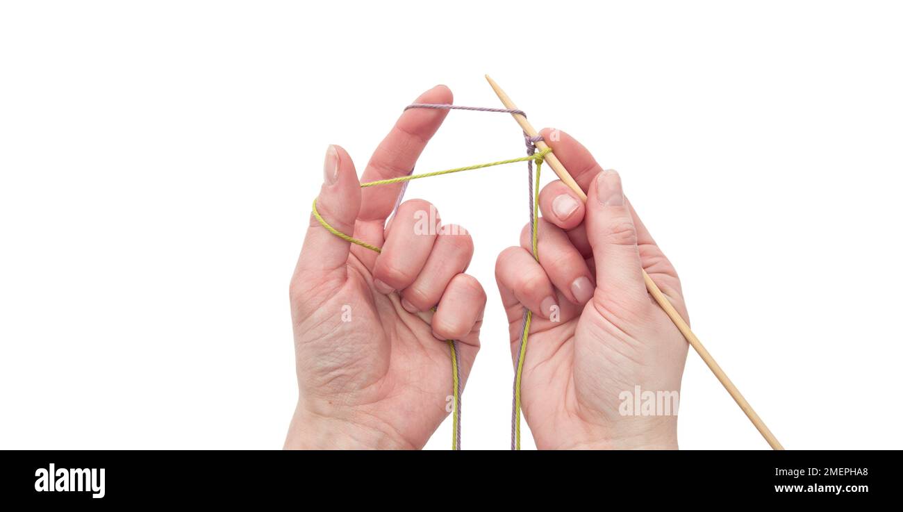 Provisional cast-on knitting technique Stock Photo - Alamy
