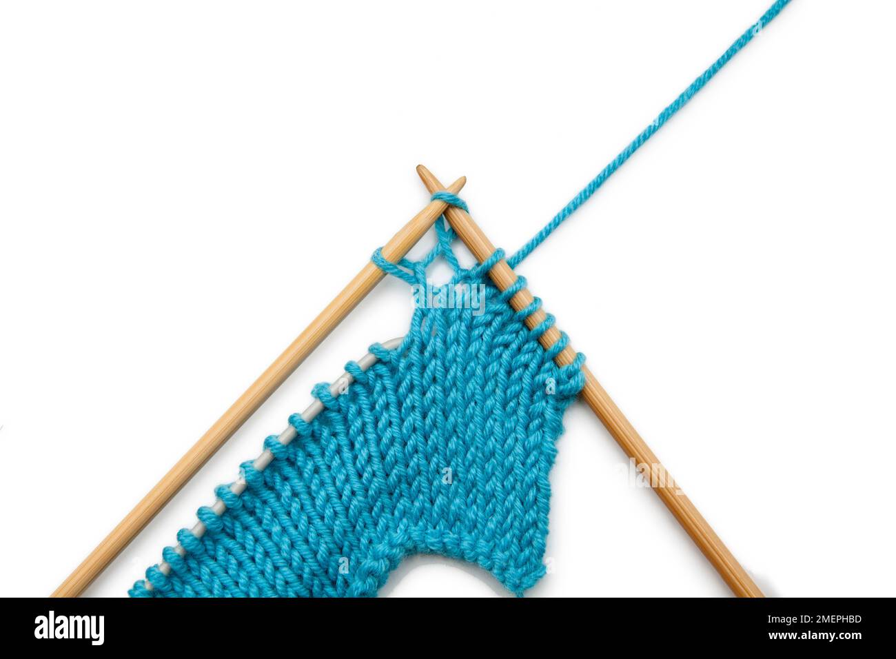 Example of diagonal buttonhole knitting technique Stock Photo - Alamy