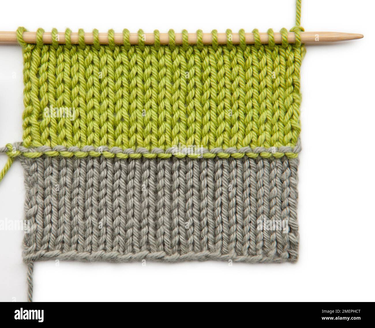 Example of picked up hem knitting technique Stock Photo - Alamy