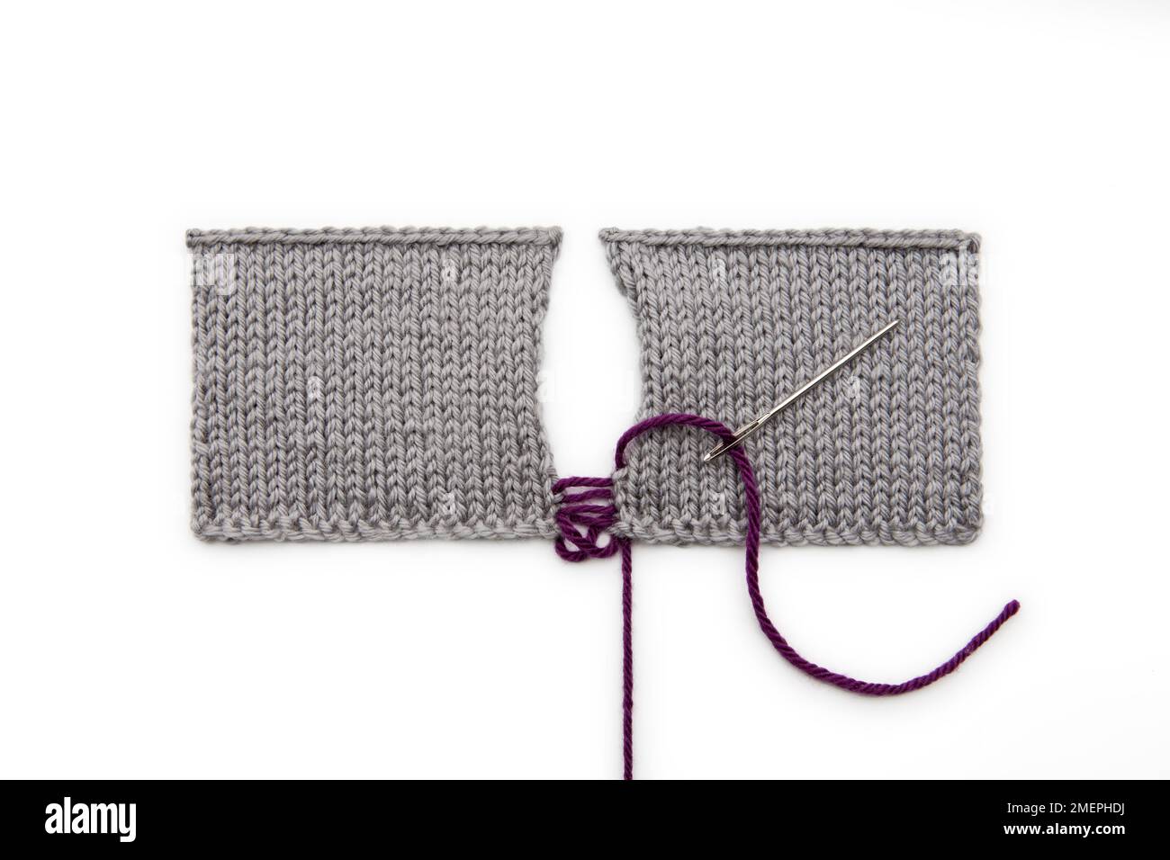 Example of figure of eight start for seems knitting technique Stock ...