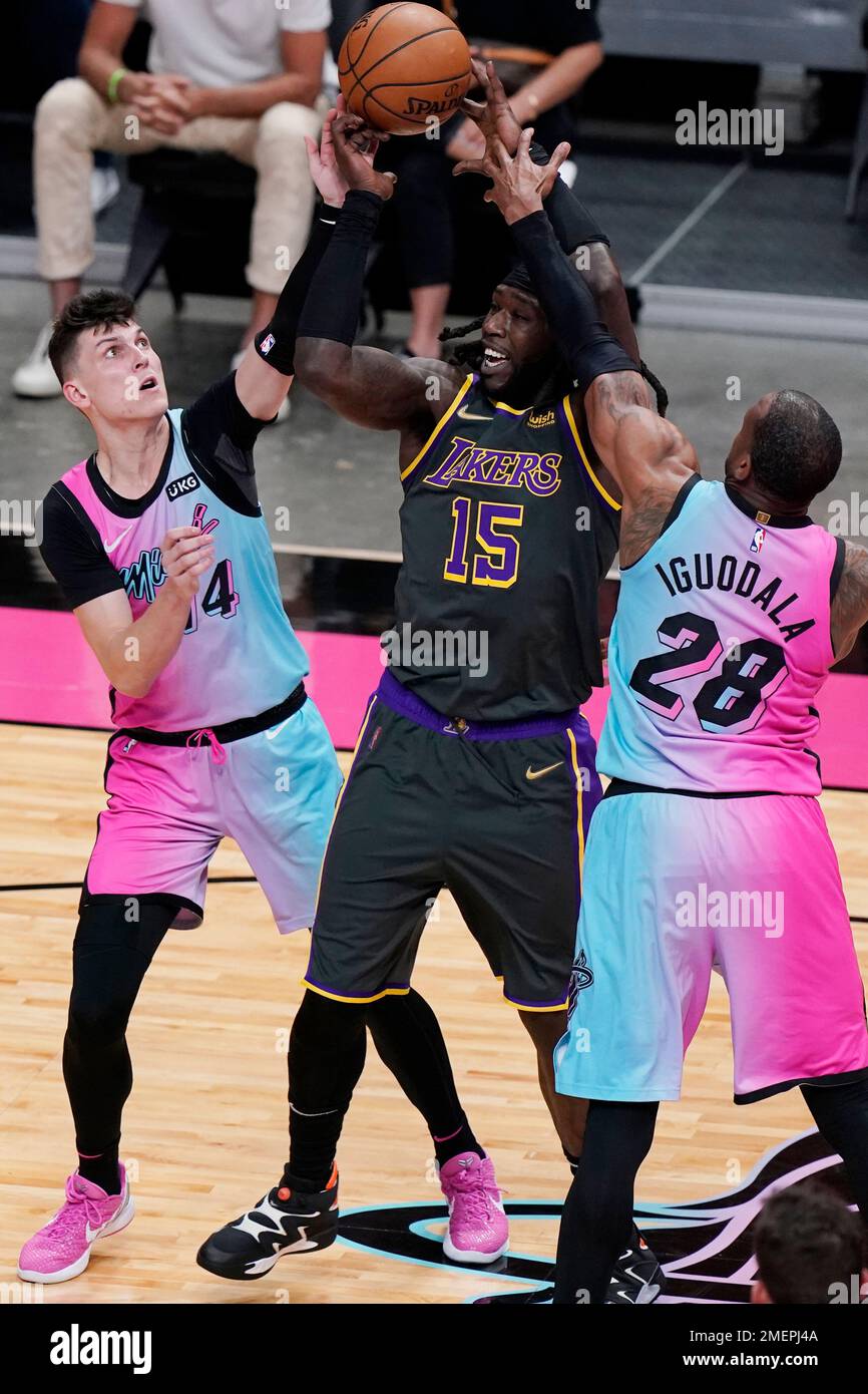 Miami Heat forward Andre Iguodala (28) and guard Tyler Herro (14 ...