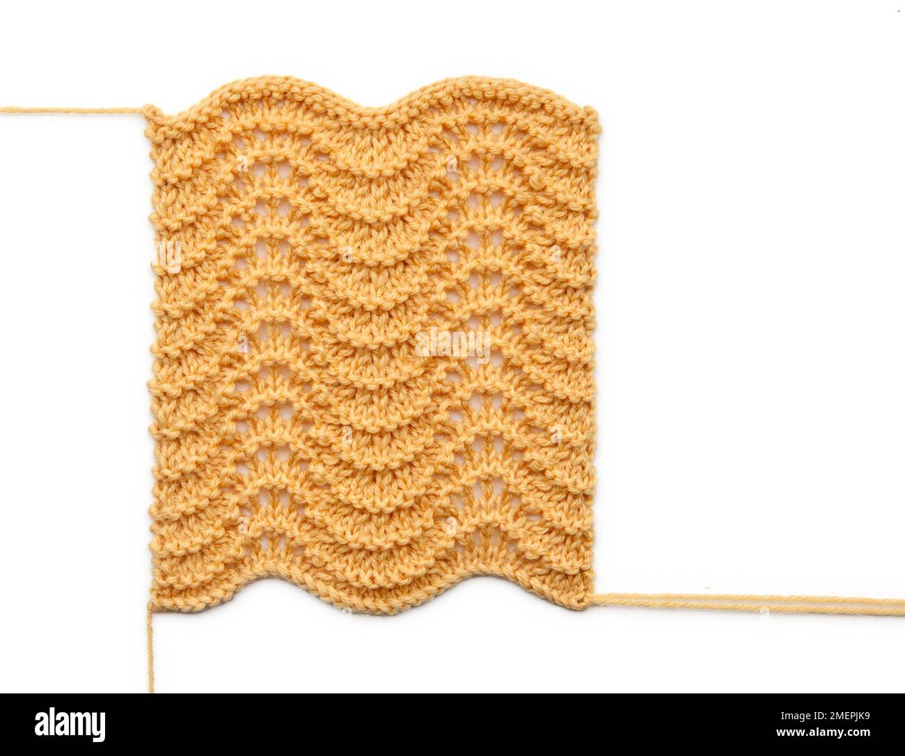 Feather fan stitch knitting sample Stock Photo - Alamy