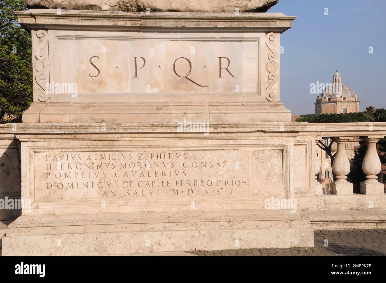 Italy, Lazio, Rome, Capitoline Hill, Piazza del Campidoglio, SPQR ...
