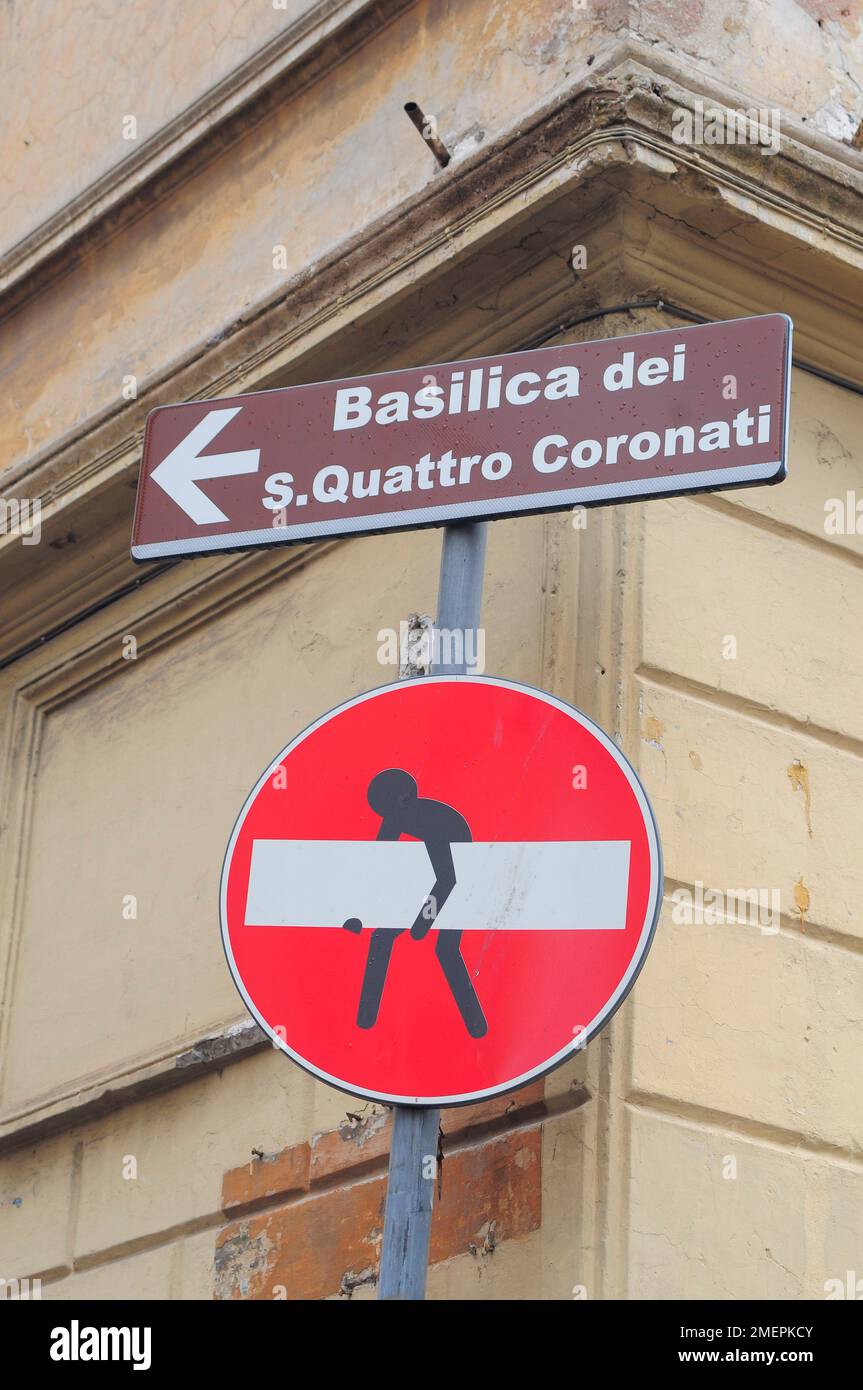 Italy, Lazio, Rome, No Entry Road sign Stock Photo - Alamy