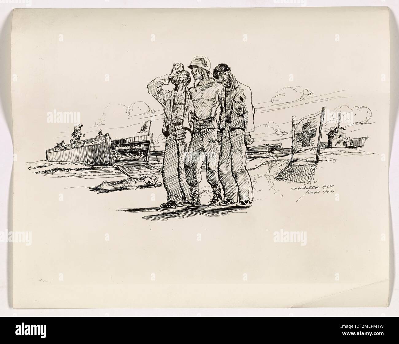 Coast Guard combat artist Jack B. Gildersleeve captures the moment of a ...