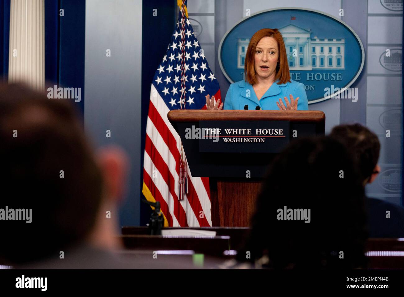 White House press secretary Jen Psaki speaks at a press briefing at the ...