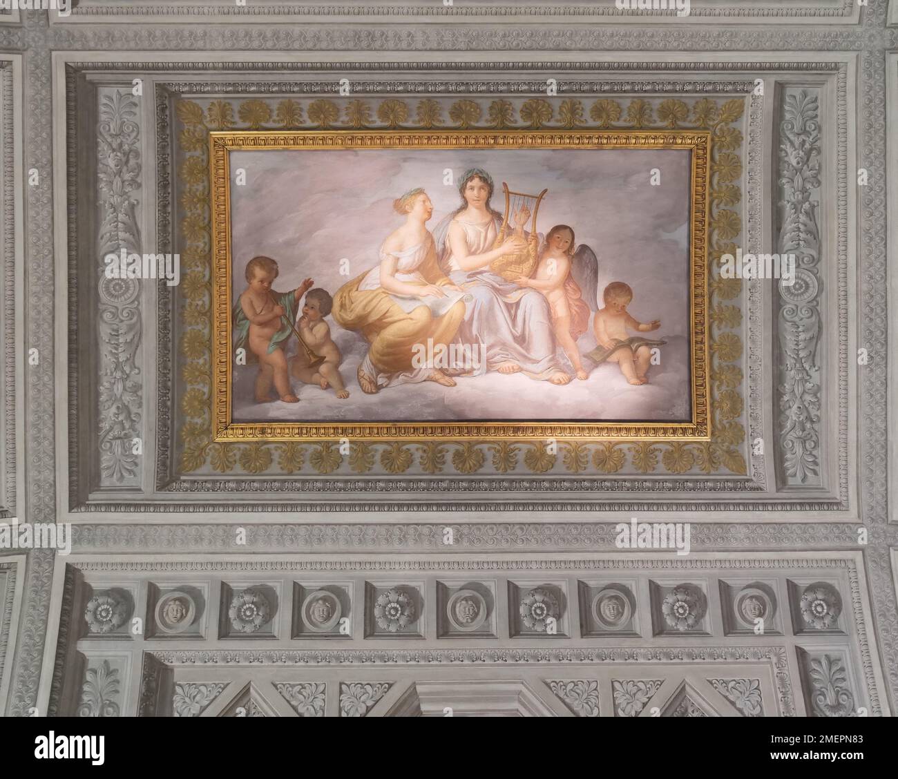 Fresco artwork in royal palace of Milan, Lombardy, Italy Stock Photo ...