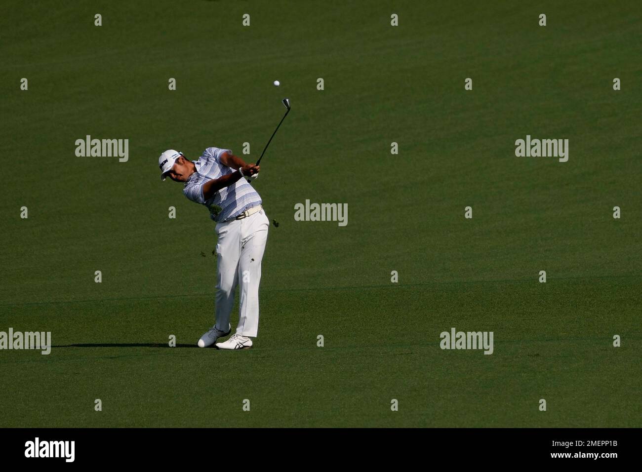 Hideki Matsuyama, of Japan, hits from the second fairway during the ...