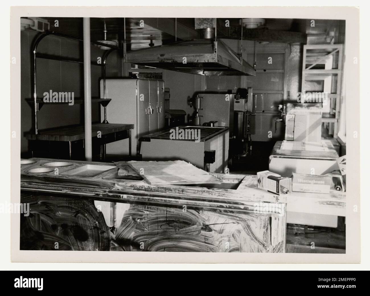 This image depicts the galley of Swan Island Barracks, showcasing the ...