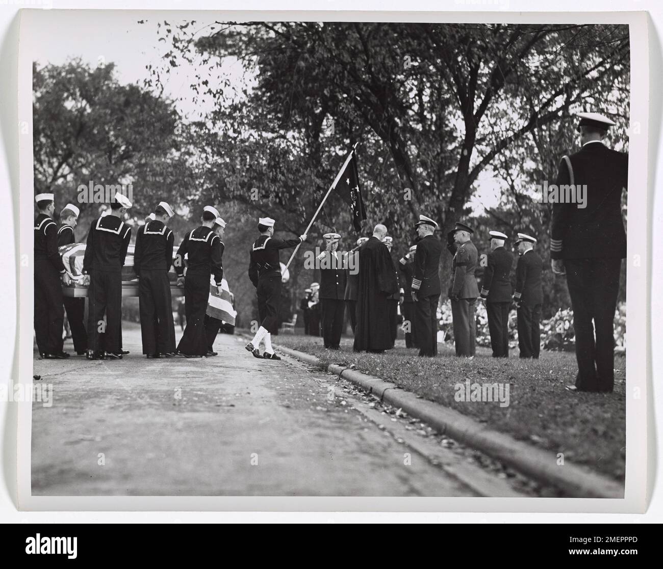 A photograph taken during the funeral of Admiral Russell R. Waesche ...
