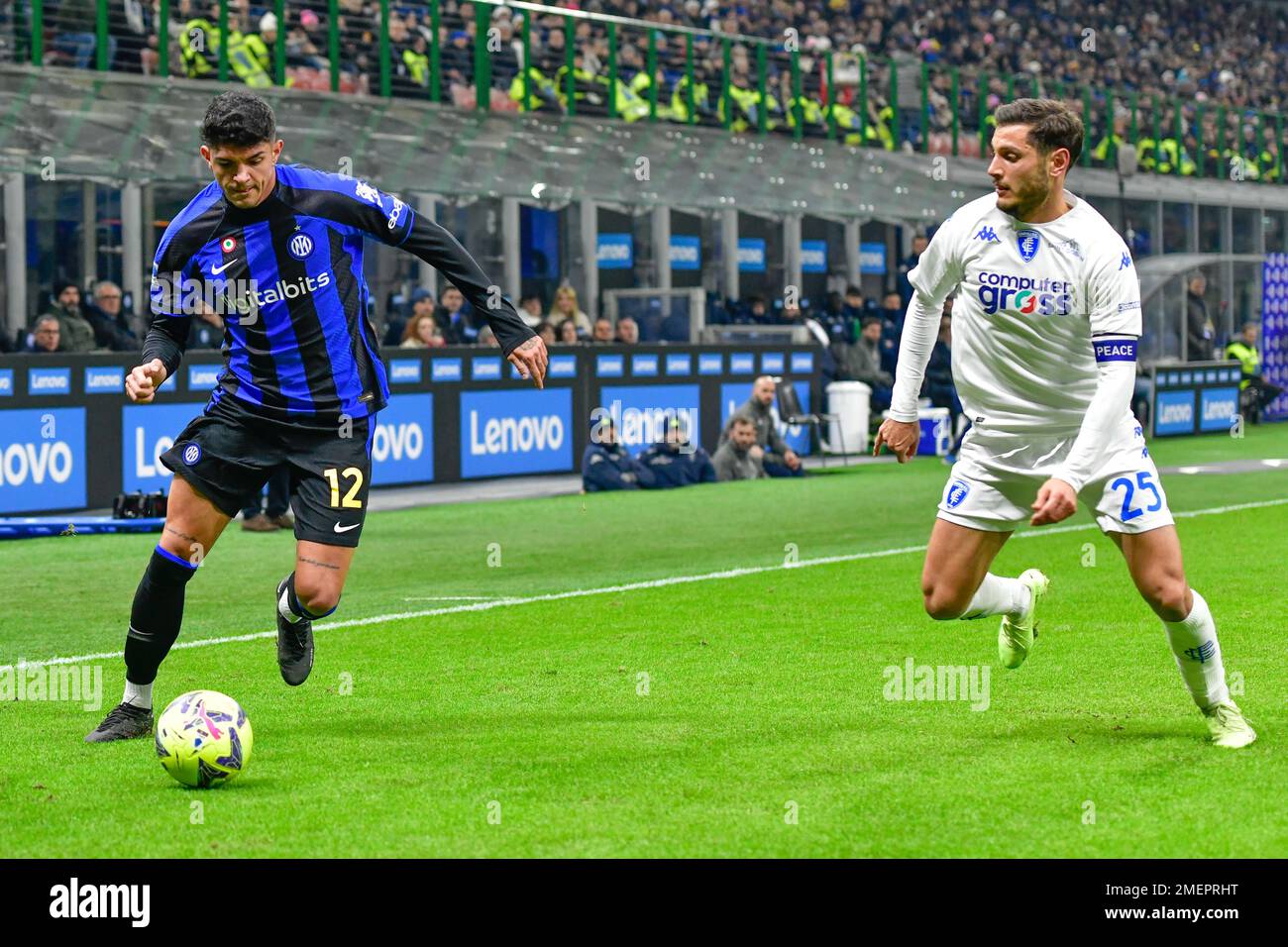 Milano, Italy. 23rd, January 2023. Raoul Bellanova (12) of Inter and ...