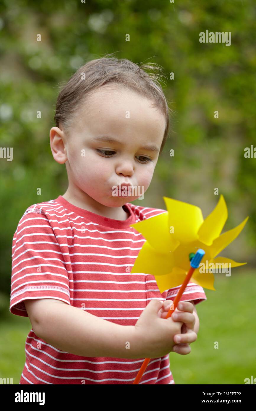 Boy blowing a windmill, 2 years Stock Photo - Alamy Boy blowing a windmill, 2 years Stock Photo - Alamy