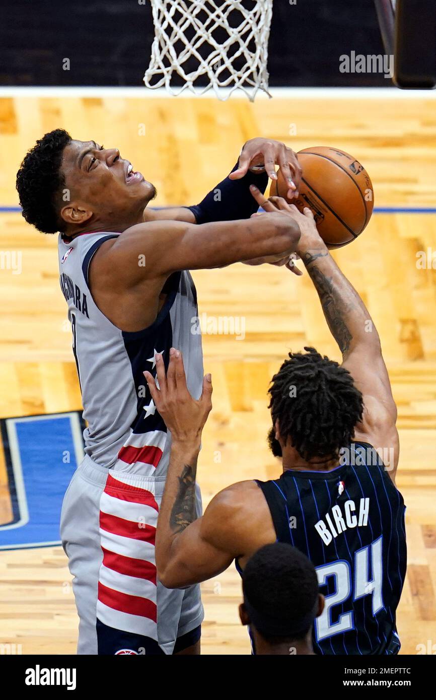Orlando Magic center Khem Birch (24) fouls Washington Wizards forward ...