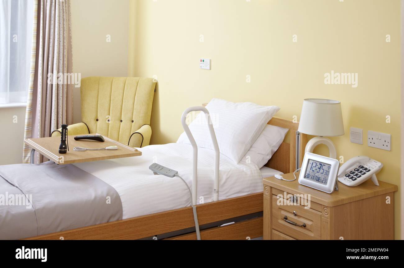 Mobility in bed, bed designed to help independent movement Stock Photo ...