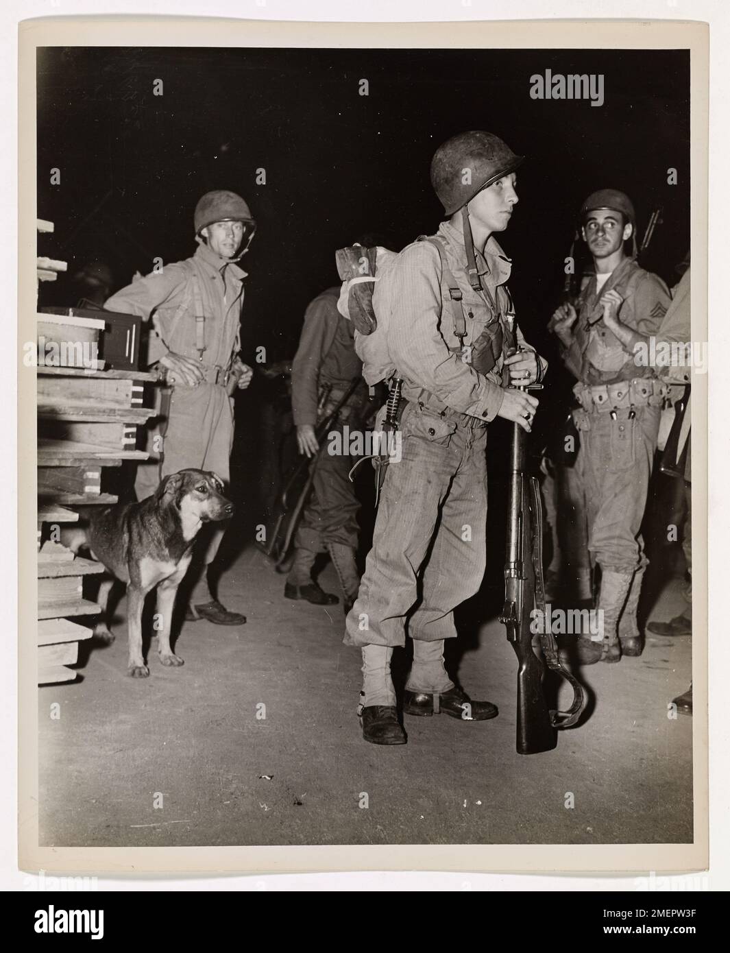 Mascot Follows the Boys to Battle. "Pete," the mascot, seems to scent ...