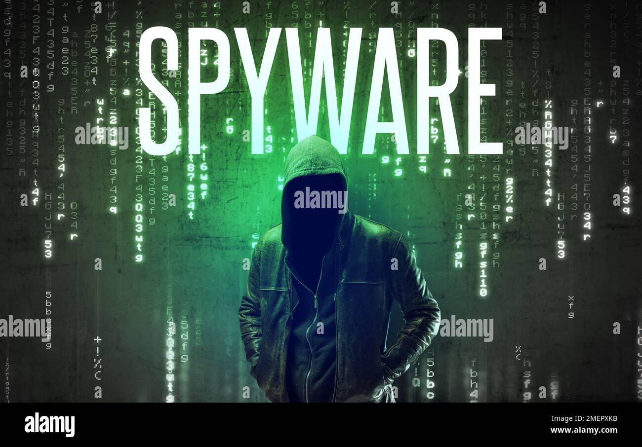 Faceless hacker with inscription concept Stock Photo - Alamy